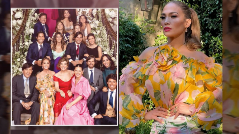 Isabel Preysler llevó un vestido muy parecido al de Jennifer López a la boda de su hija Tamara Falcó