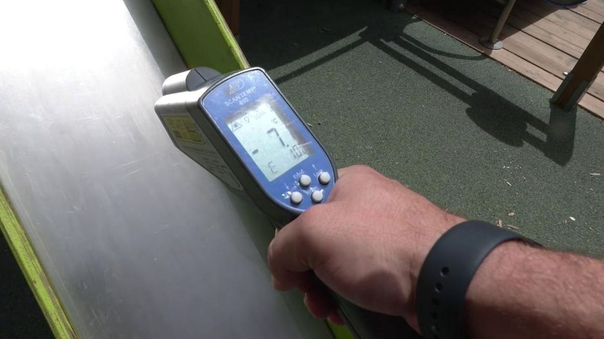 El termógrafo: ¿A qué temperatura están el columpio y el barco del parque?