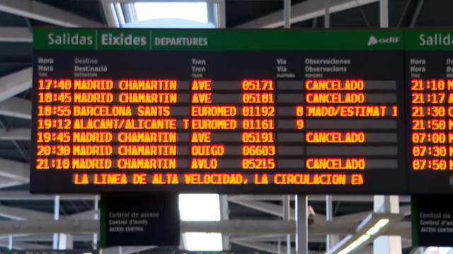 Restablecida la circulación de trenes entre Madrid, Valencia y Murcia