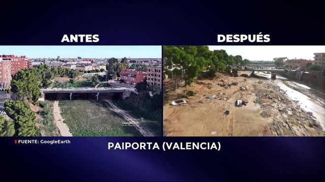 El paso de la DANA en Valencia, a vista de dron: el antes y el después ...