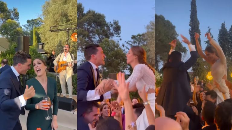 La boda de Jaime Lorente y Marta Goenaga: el papel de sus hijos y el baile 'Aserejé' a hombros