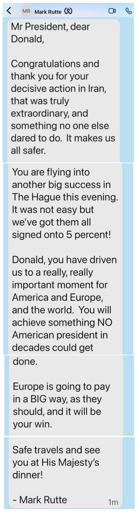 Trump publica el mensaje que le envió el jefe de la OTAN antes de la cumbre