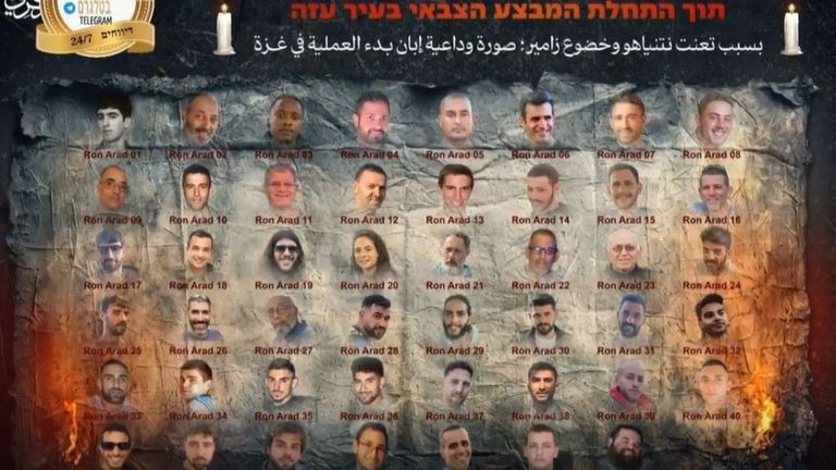 Hamás publica una foto de los 48 rehenes que permanecen secuestrados en Gaza